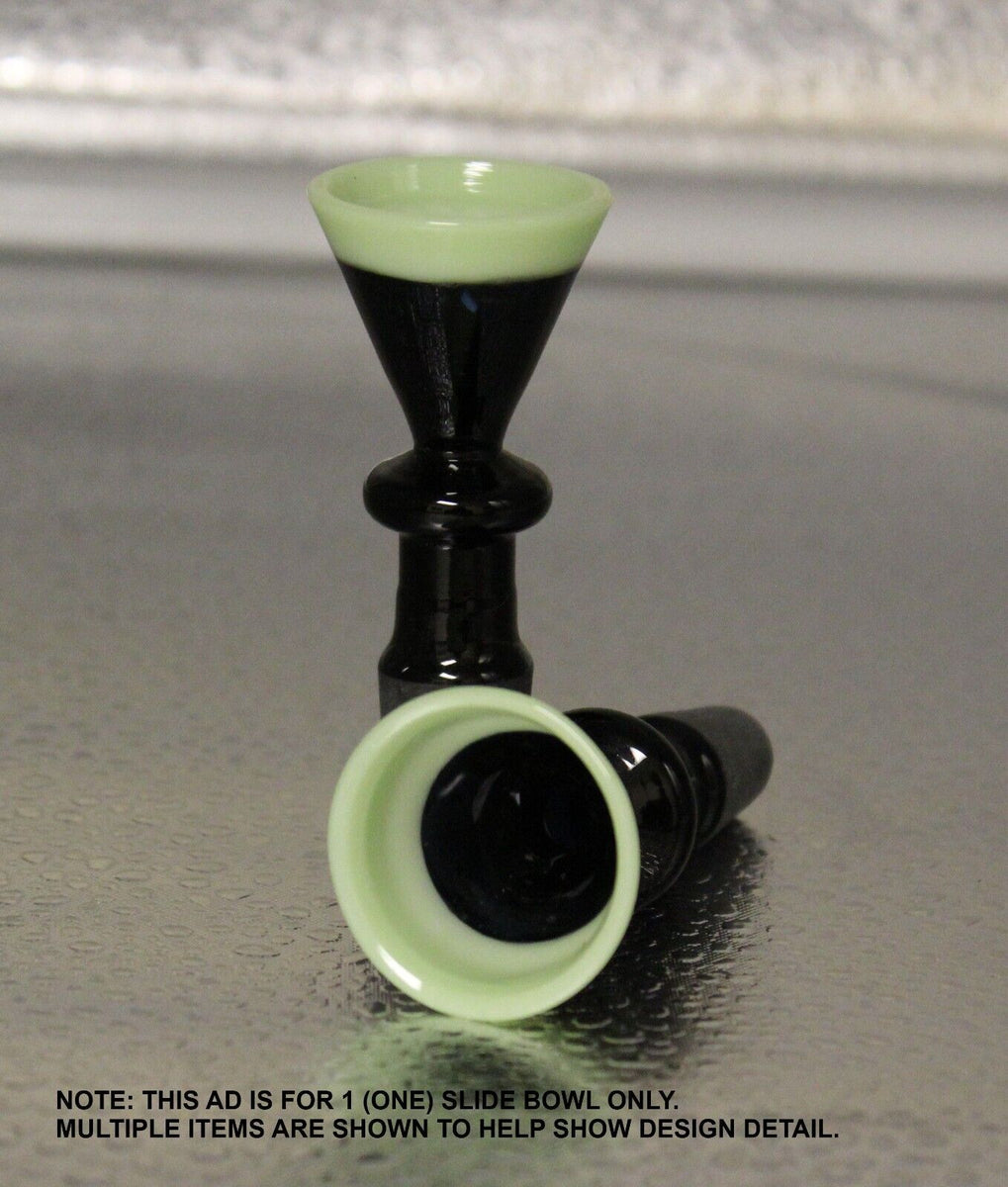 14mm BLACK - LIME GREEN Thin Glass Slide Bowl Tobacco Slide Bowl – The ...