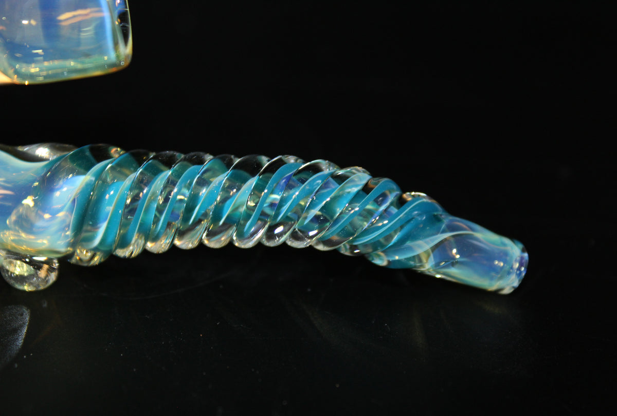 4" AQUA TUNES Mini Sherlock Tobacco Smoking Glass Pipe One Hitter Glas ...